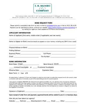 Fillable Online Bond Applications Fax Email Print - pdfFiller