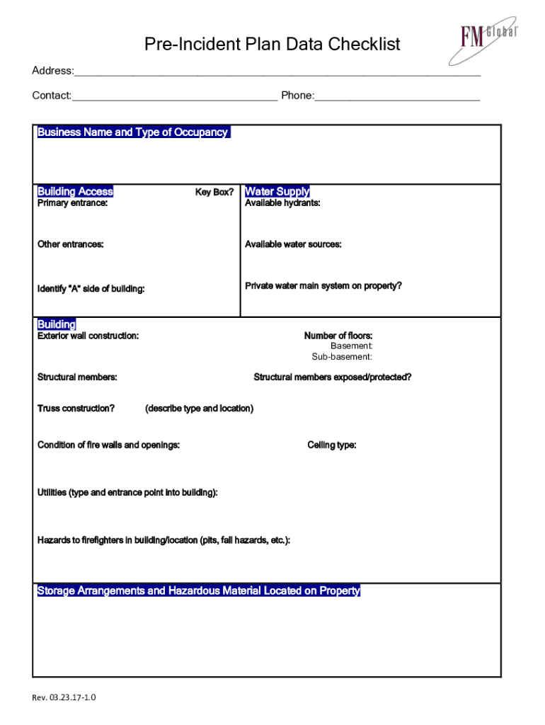 Fillable Online Fire Pre-Incident PlanningUnderstanding if There is a ...