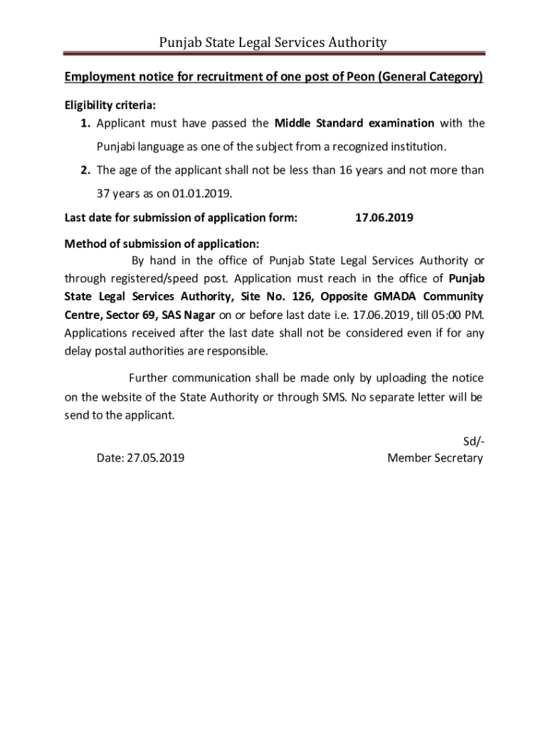 Fillable Online Punjab State Legal Services Authority - Government of Punjab ... Fax Email Print ...