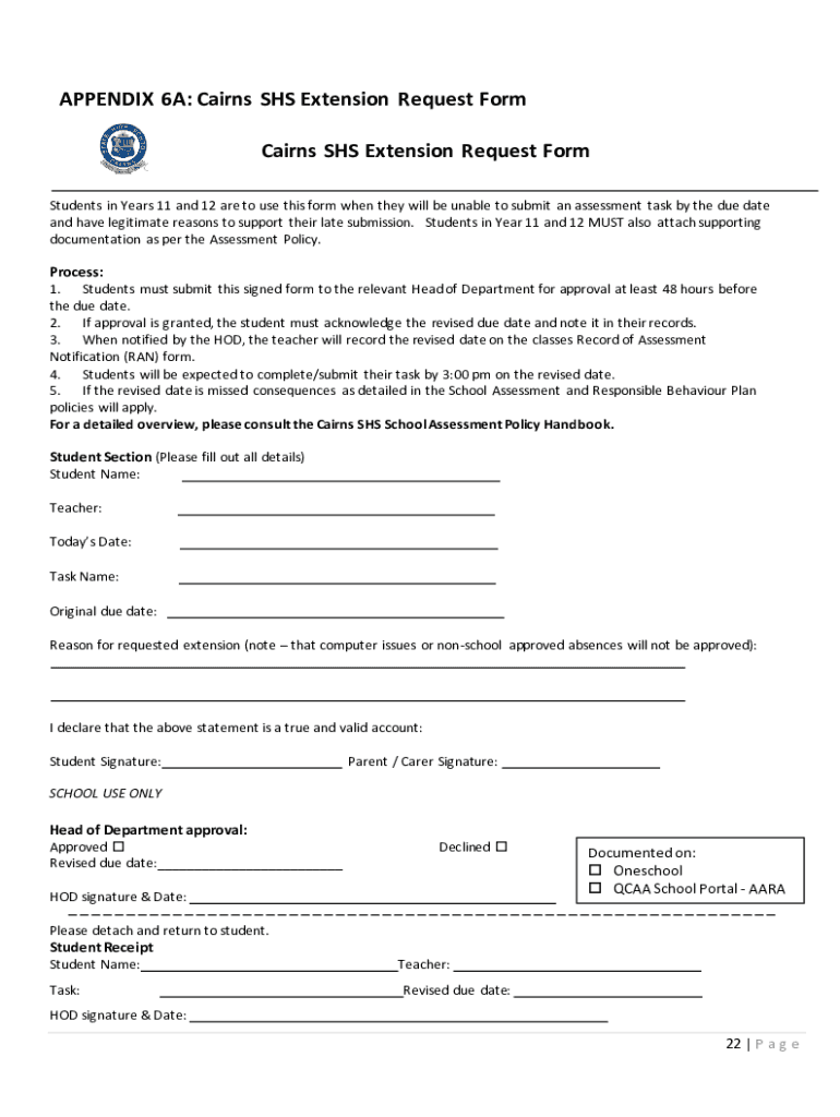 Fillable Online cairnsshs eq edu Cairns State High SchoolCairns QLD Fax Email Print - pdfFiller