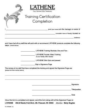 Fillable Online Training Certification Completion Fax Email Print - pdfFiller
