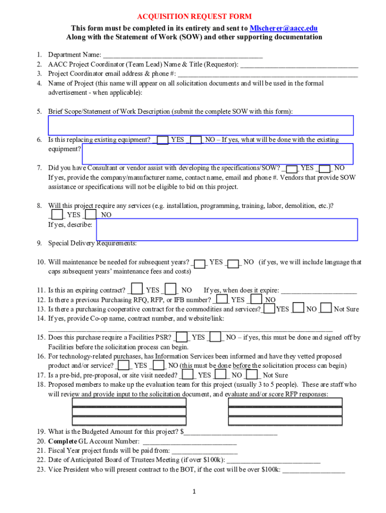 Fillable Online Acquisition Request Form Fax Email Print - pdfFiller