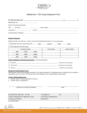 Fillable Online Statement / Chit Copy Request Form Fax Email Print ...