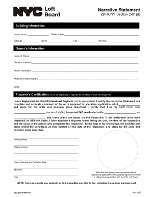 Fillable Online NARRATIVE STATEMENT Fax Email Print - pdfFiller