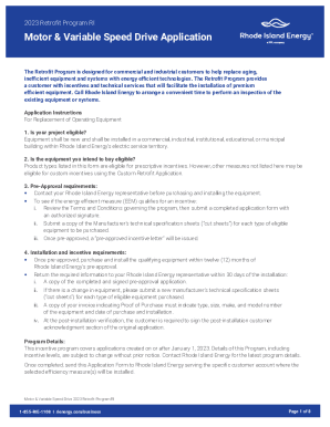 Fillable Online Rhode Island Energy Retrofit Program Motor & Variable ...