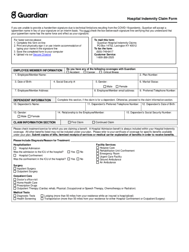 Fillable Online How do I file a Hospital Indemnity claim? Fax Email ...
