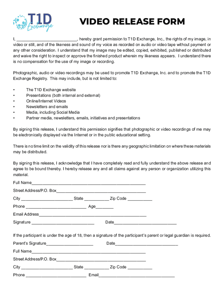 Fillable Online VIDEO RELEASE FORM Fax Email Print - pdfFiller