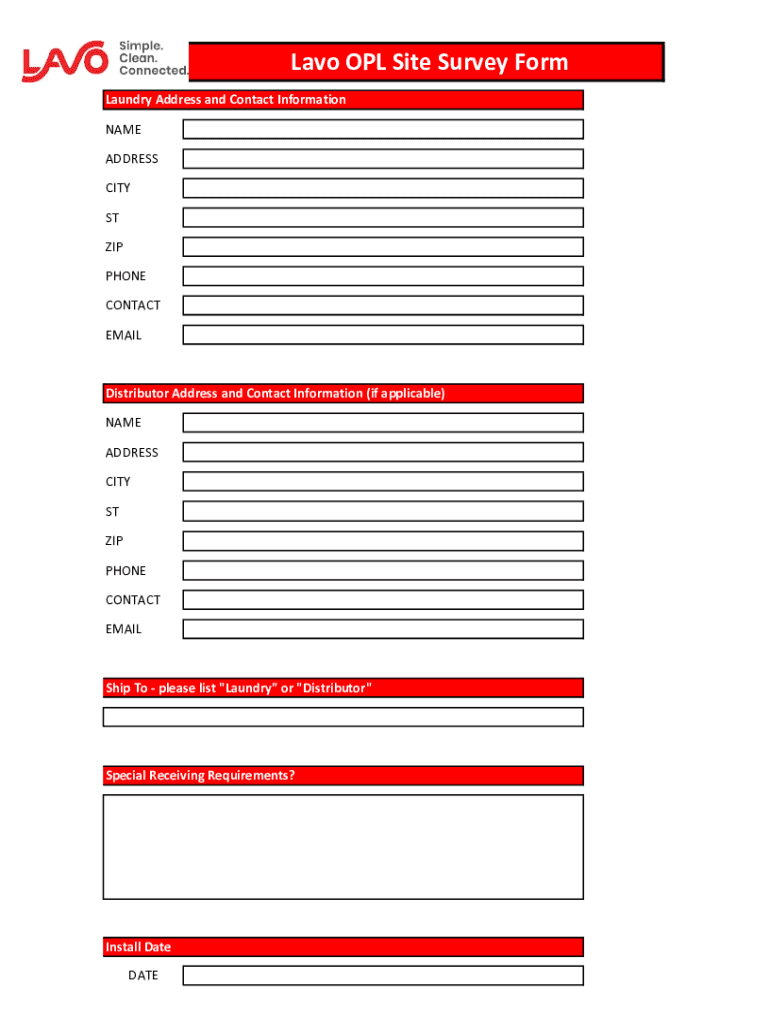 Fillable Online Lavo OPL Site Survey Form Fax Email Print - pdfFiller