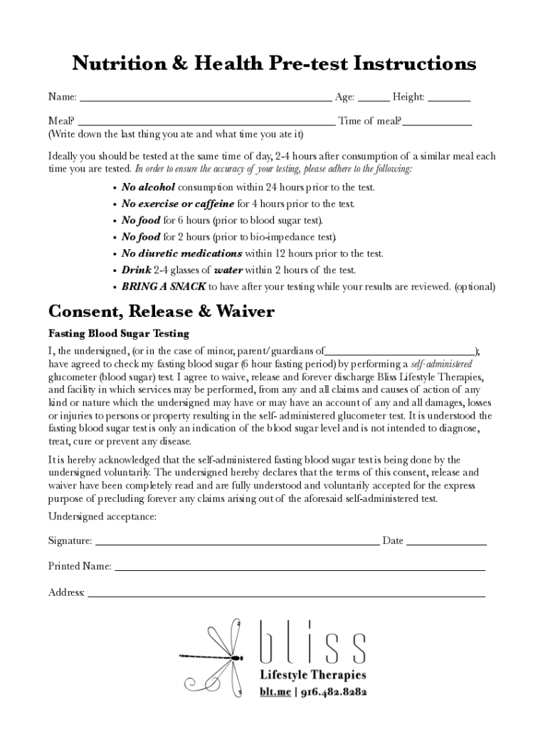 Fillable Online 1 Pre-Test Instructions Fax Email Print - pdfFiller