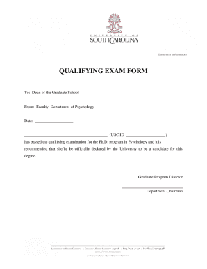 Fillable Online QUALIFYING EXAM FORM Fax Email Print - pdfFiller