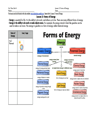 Fillable Online Forms of energy worksheets for 6th grade pdf Fax Email ...