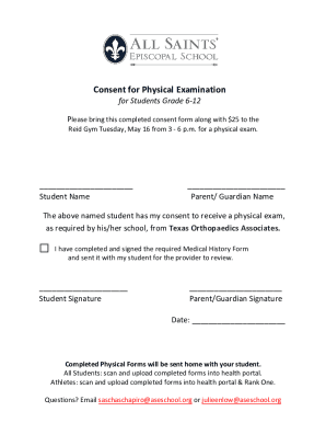Fillable Online Physical Exam Consent Authorization Fax Email Print ...