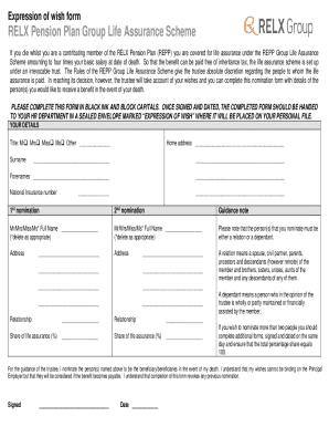 Fillable Online Exp of Wish - relx pension plan.doc Fax Email Print ...