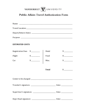 Fillable Online Public Affairs Travel Authorization Form Fax Email ...