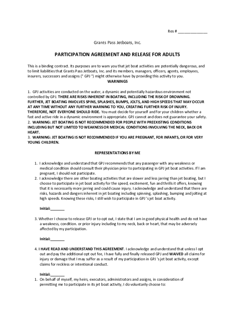 Fillable Online GPJ Waiver for Adults.docx Fax Email Print - pdfFiller