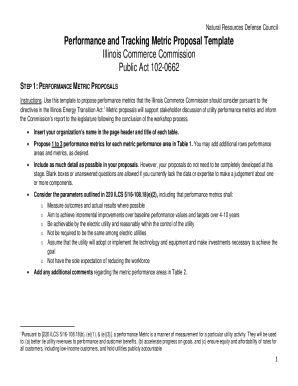 Fillable Online Performance and Tracking Metric Proposal Template ...