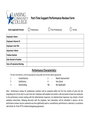 Fillable Online Part-Time Support Performance Review Form Fax Email ...