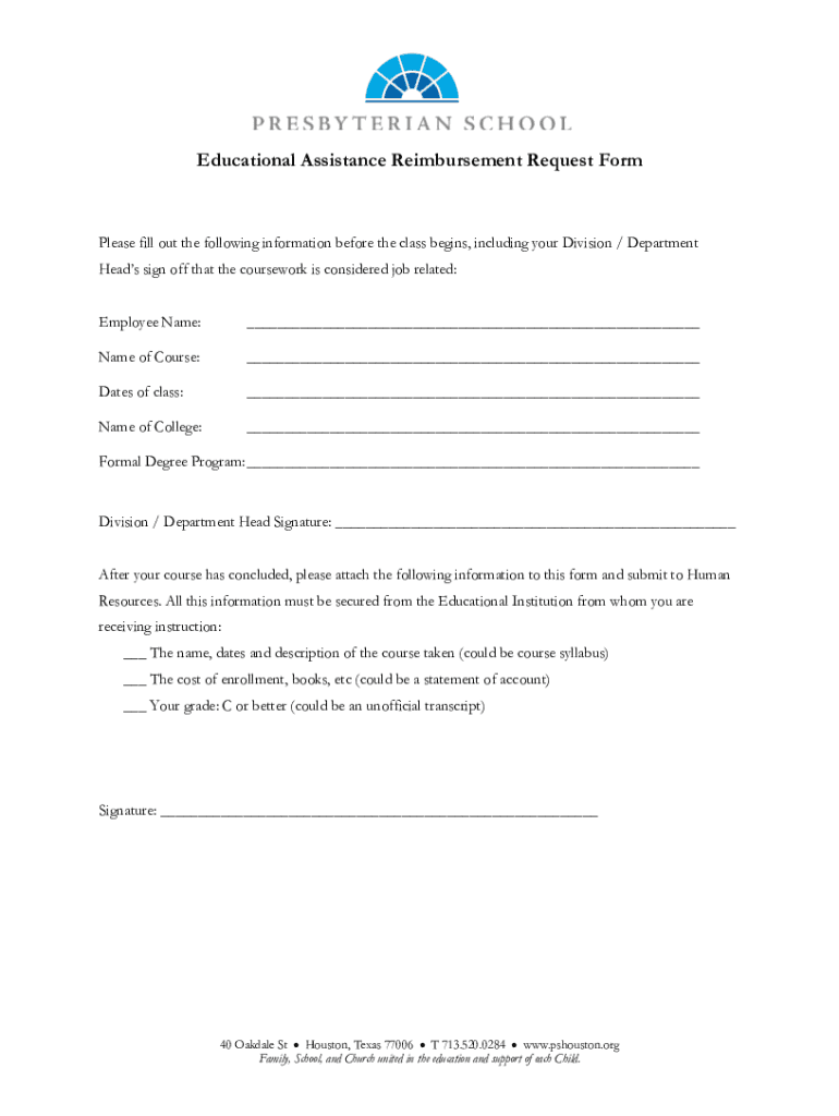 Fillable Online Educational Assistance Reimbursement Request Form.docx ...