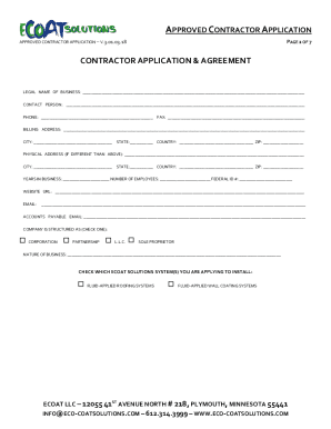Fillable Online eCoat Approved Contractor Application Fax Email Print - pdfFiller
