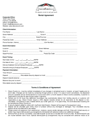 Fillable Online Rental Agreement - iDecor Events Fax Email Print ...