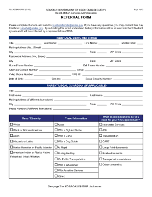Fillable Online Rehabilitation Services Administration Referral Form ...