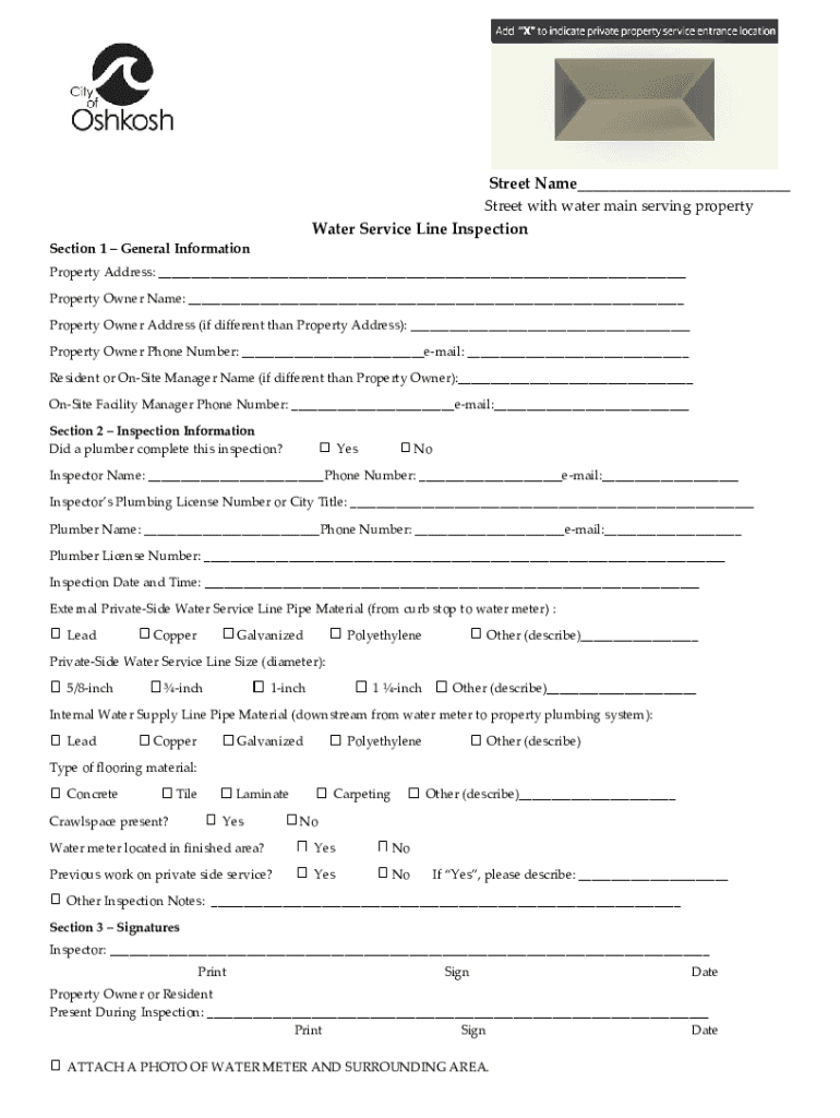 Fillable Online Water Service Line Inspection - City of Oshkosh Fax Email Print - pdfFiller