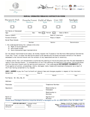 Fillable Online Authorization for Cremation and Disposition at Florida ...