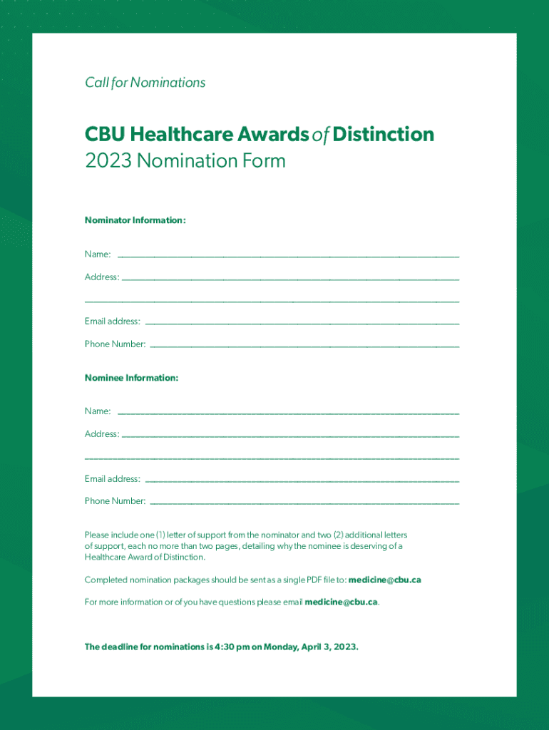 Fillable Online Healthcare-Awards-Nominations-Form2023.pdf Fax Email Print - pdfFiller