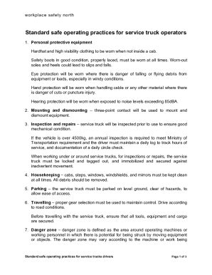 Fillable Online Fuel Truck driver SOP.doc - workplace safety north ...