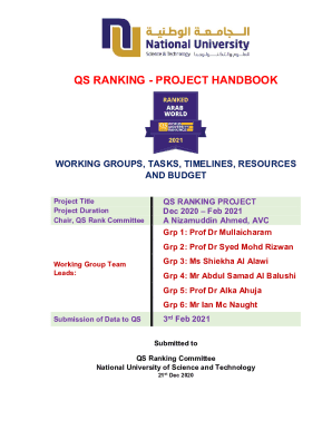 Fillable Online QS Ranking Project Handbook & Action Plan- 21 Dec 20 rv ...