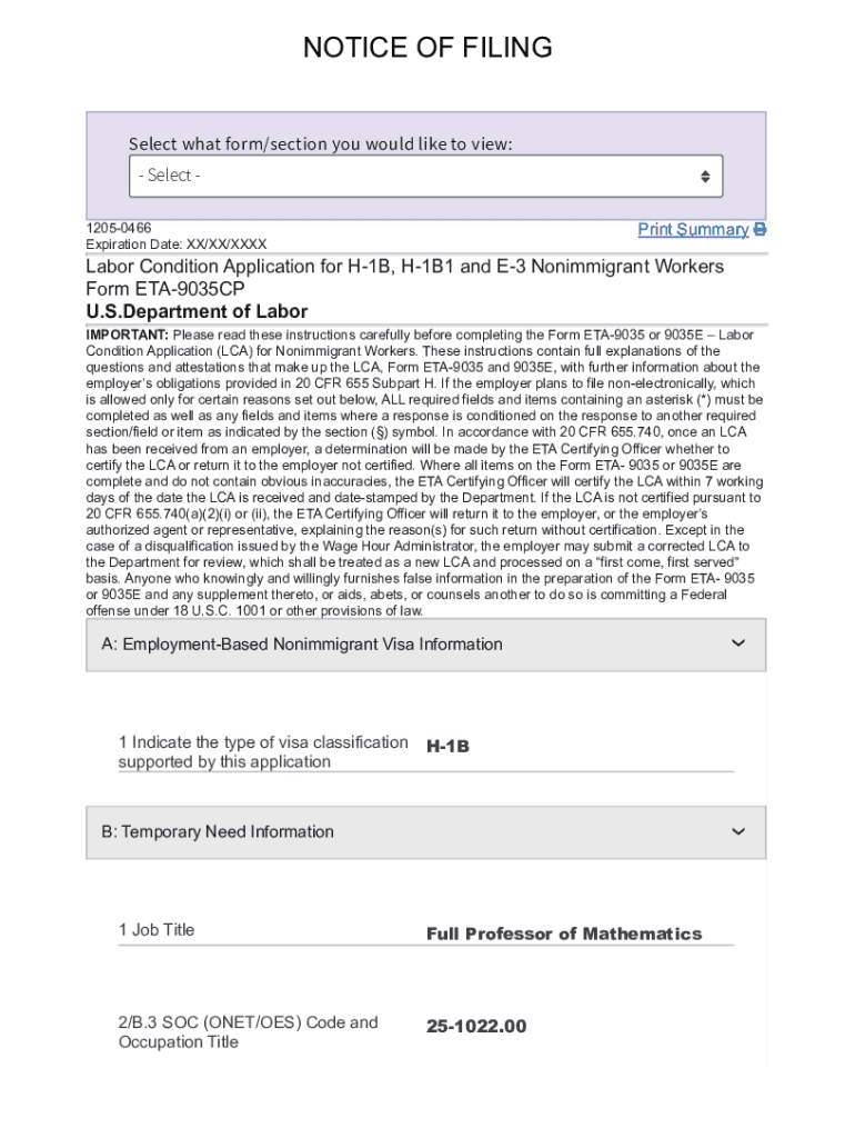Fillable Online cims nyu Condition Application (LCA) for Nonimmigrant Workers Fax Email Print ...