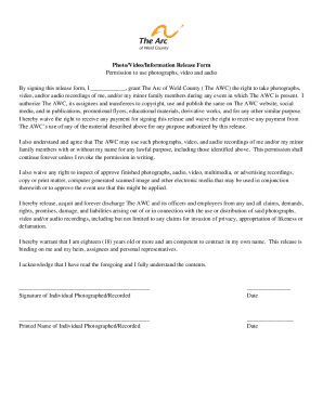 Fillable Online Photo/Video/Information Release Form Fax Email Print ...