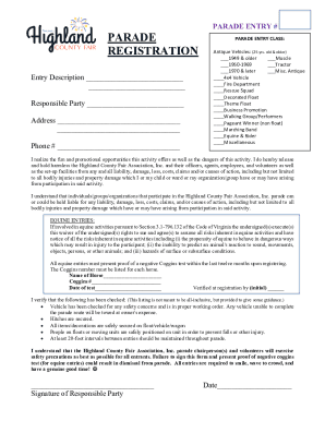 Fillable Online Free Parade Registration Form Template Fax Email Print ...