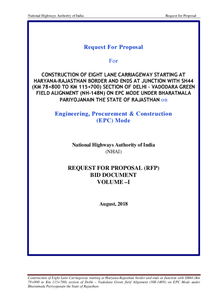 Fillable Online Request For Proposal For Construction of Eight Lane ... Fax Email Print - pdfFiller