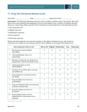 Fillable Online Alcohol (and Illegal Drugs) Decisional Balance Scale ...