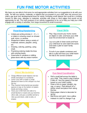 Fillable Online 35 Fine Motor Activities: Our Therapist's Ultimate List ...