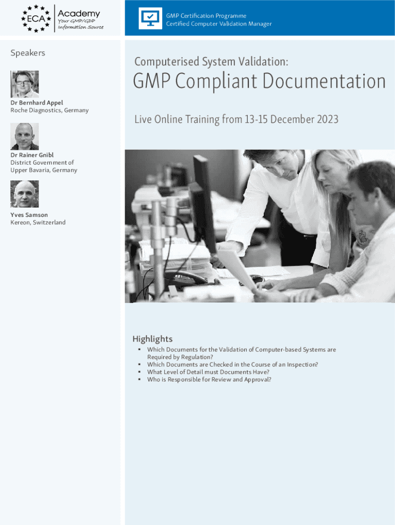 Fillable Online GMP Compliant Documentation - Live Online Training Fax ...