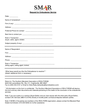 Fillable Online Request for Ombudsman Service Date: Fax Email Print ...