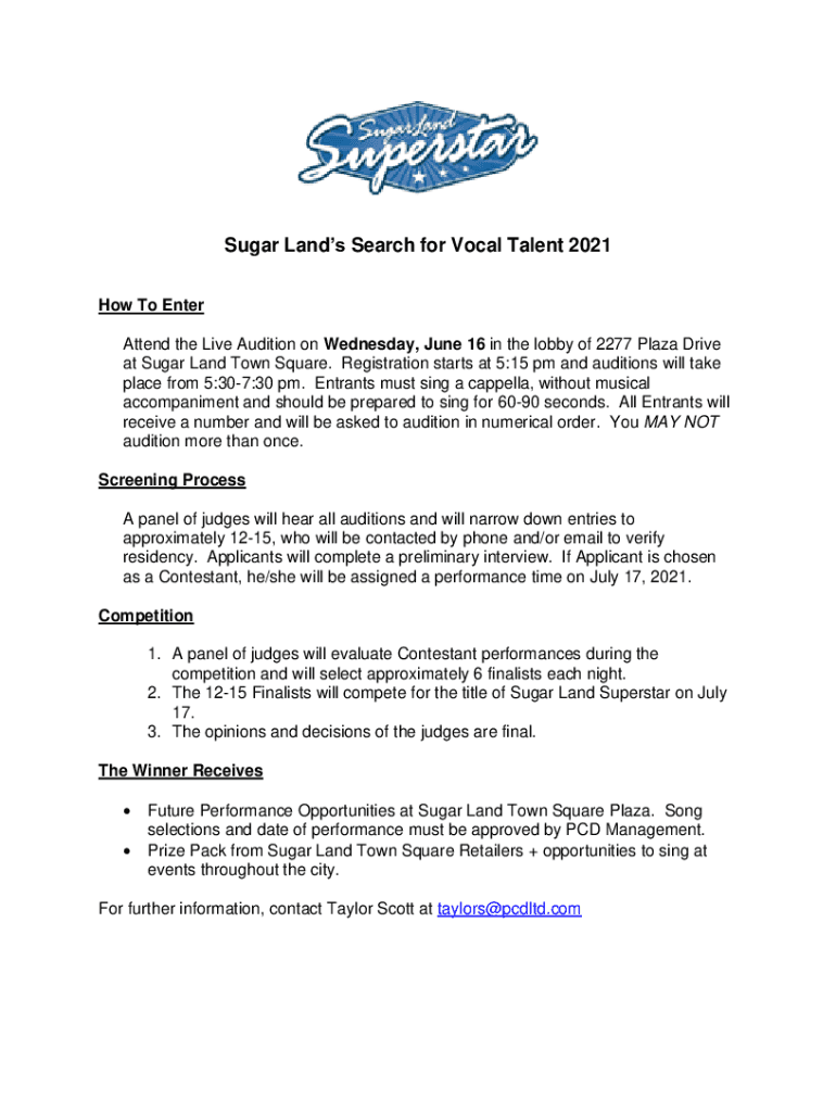 Fillable Online Auditions - Inspiration StageStudent & Community ...