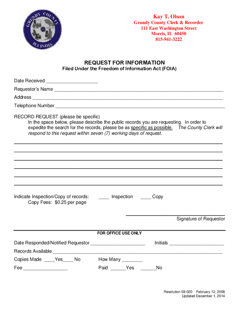 Fillable Online Freedom of Information Act Form Fax Email Print - pdfFiller