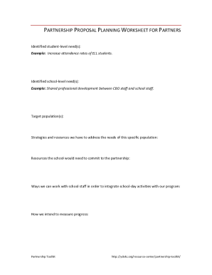 Fillable Online Partnership Proposal Planning Worksheet Fax Email Print ...