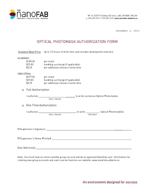 Fillable Online OPTICAL PHOTOMASK AUTHORIZATION FORM Fax Email Print ...