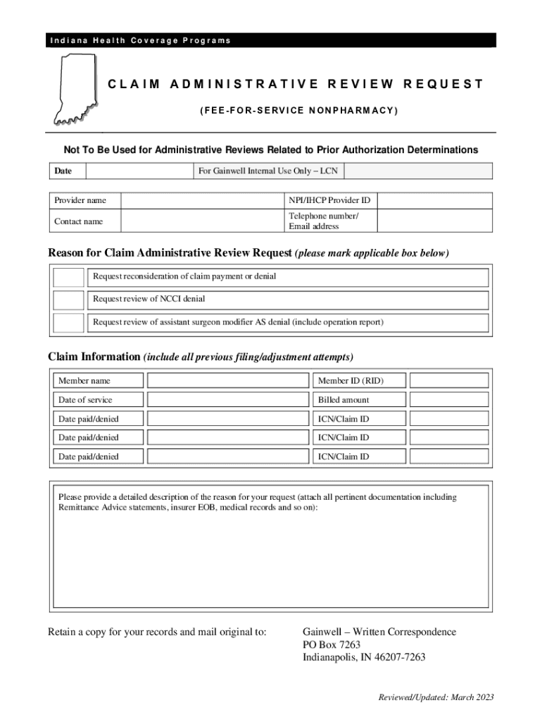 Fillable Online Administrative Review Request Form Fax Email Print ...