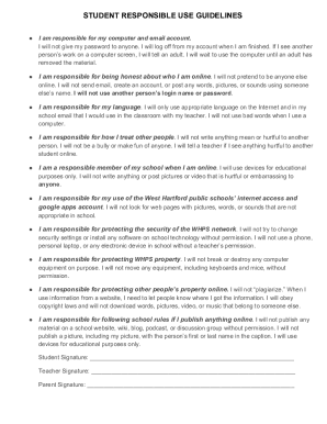 Fillable Online STUDENT RESPONSIBLE USE GUIDELINES Fax Email Print ...