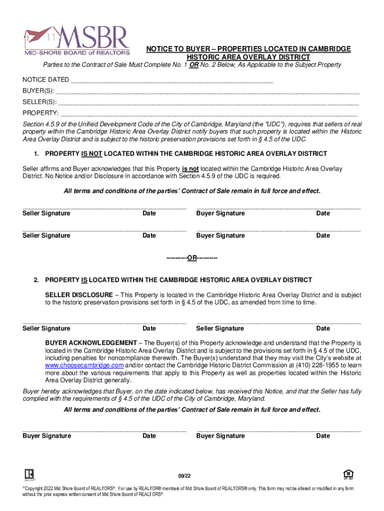 Fillable Online Historic Overlay Area District Notice - Cambridge ...