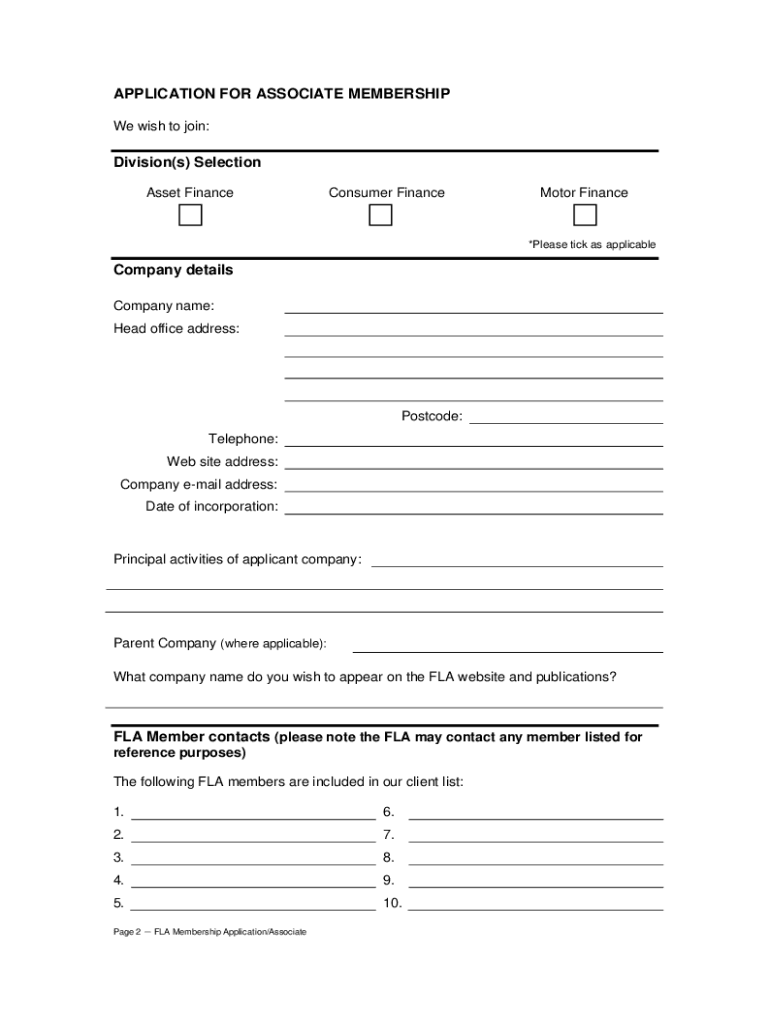 Fillable Online 2023 Associate Member Information and application forms ...
