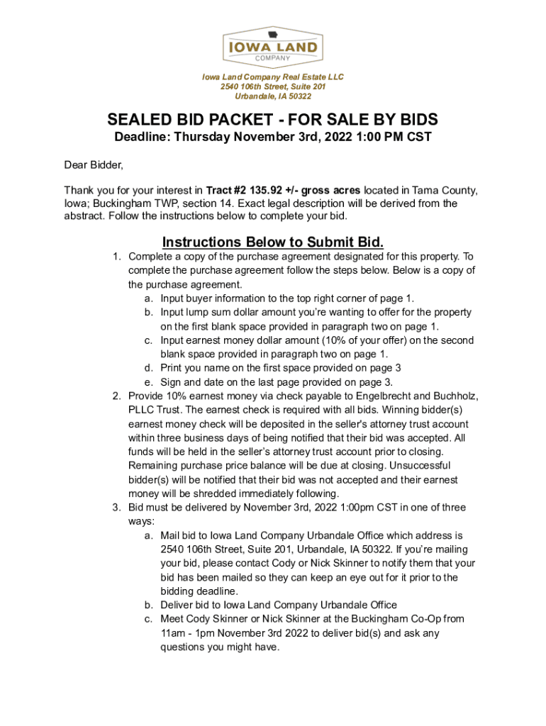 Fillable Online SEALED BID PACKET - FOR SALE BY BIDS Fax Email Print ...