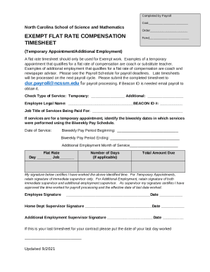 Flat Rate Compensation Time Sheet Doc Template | pdfFiller