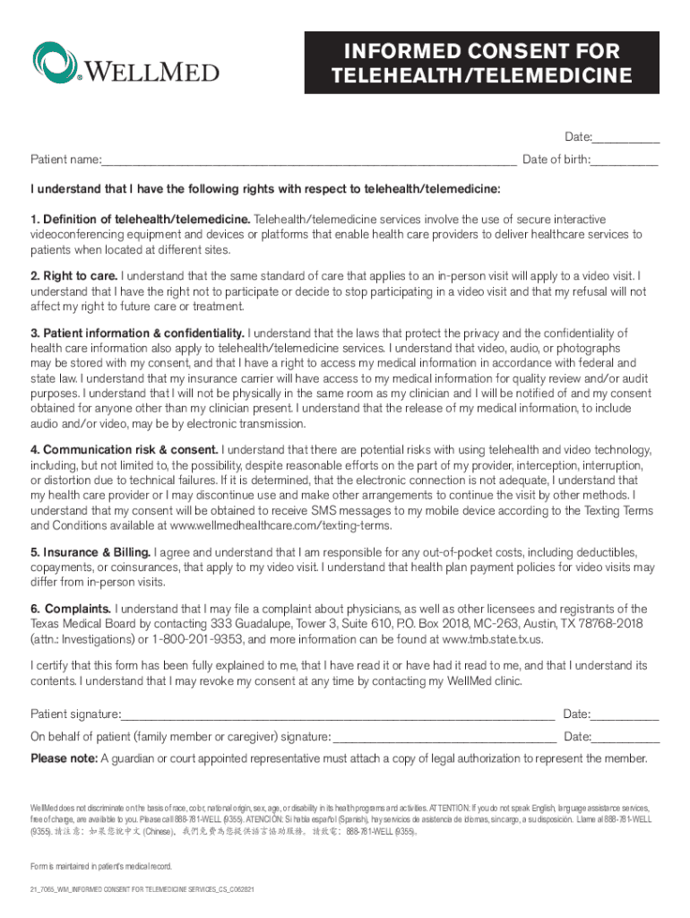 Fillable Online Telemental Health Informed Consent Child/Youth Name Fax ...