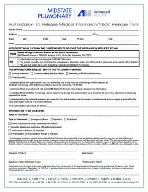 Fillable Online Authorization To Release Medical Information/Media ... Fax Email Print - pdfFiller